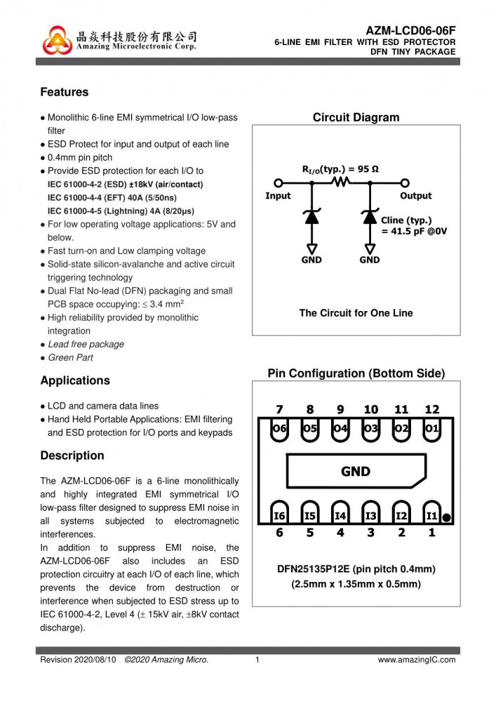 AZM-LCD06-06F datasheet page 1
