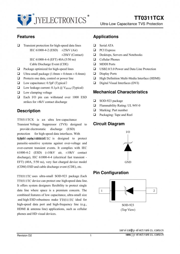 TT0311TCX datasheet page 1