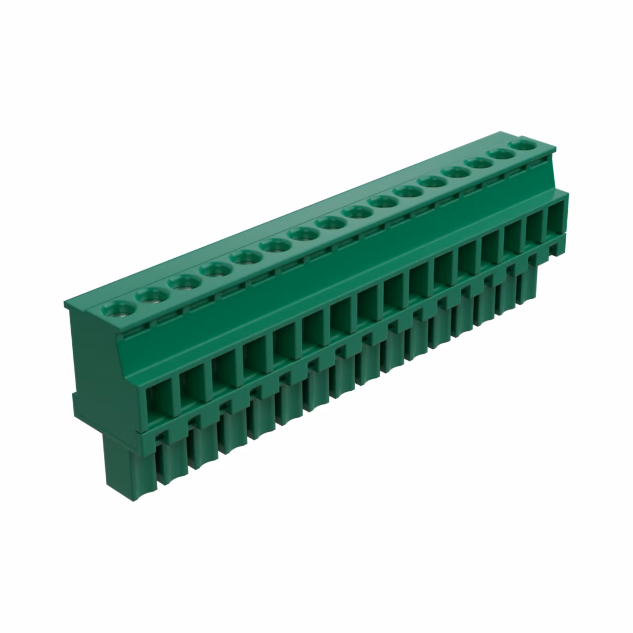 3.81mm Pitch Eurostyle Vertical Plug, with Standard Imprinting, Rear Wire Entry, Green Housing, Gold (Au) Plated, 16 Circuits for sale