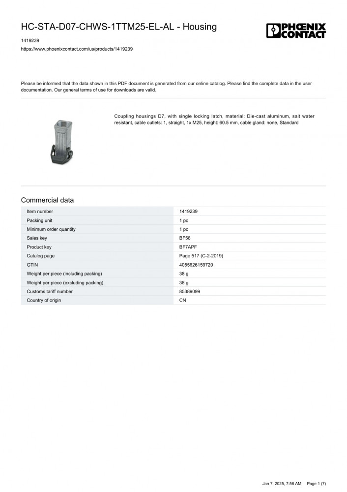 Phoenix Contact 1419239 product documentation page 1