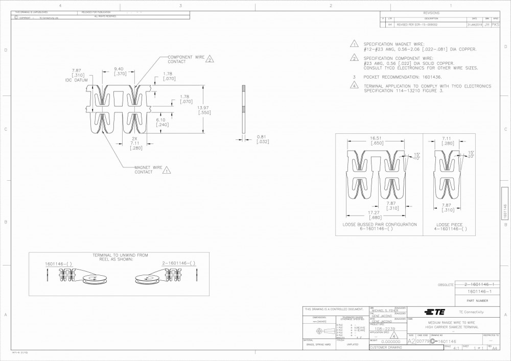 TE Connectivity 1601146-1 technical drawing preview
