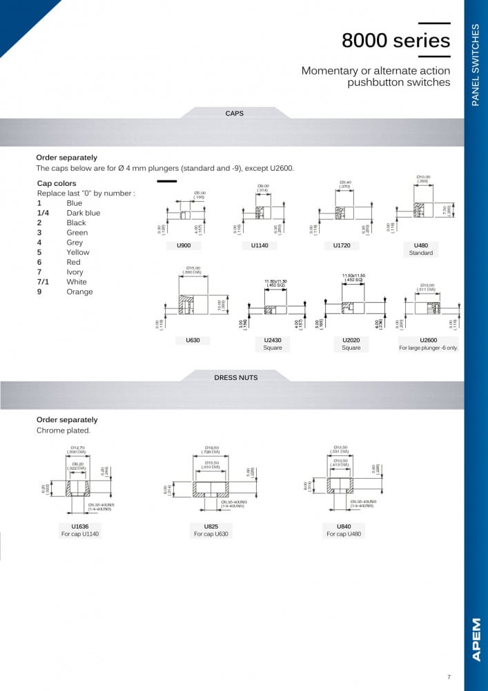 APEM 8000 series documentation page 7