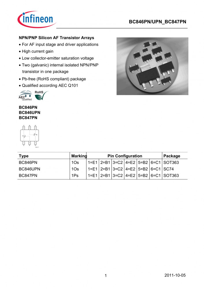BC846PN datasheet page 1