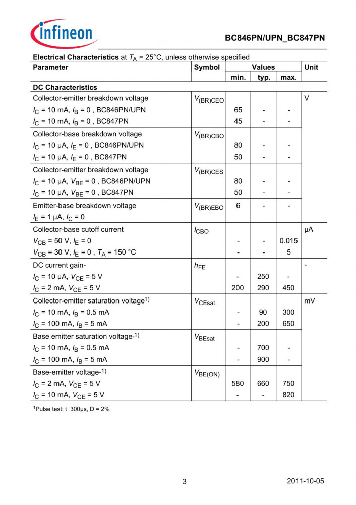 BC846PN datasheet page 3