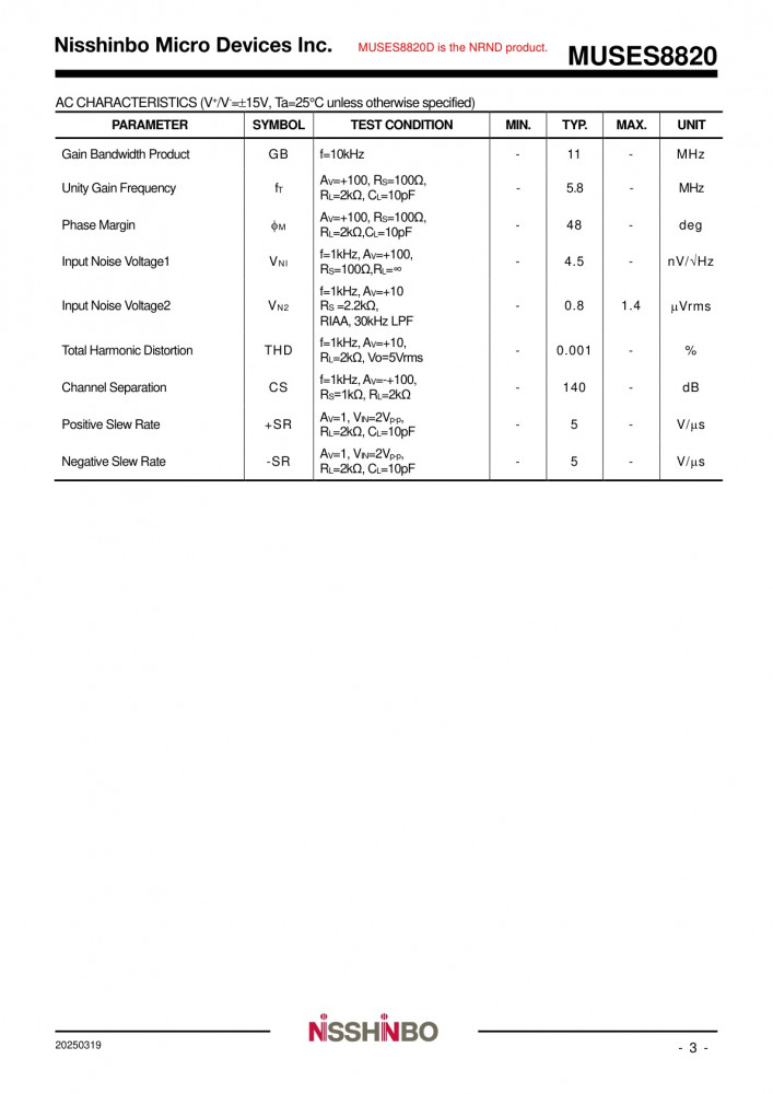 MUSES8820 datasheet page 3