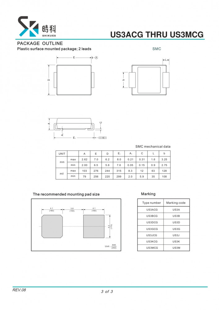 US3ACG datasheet page 3