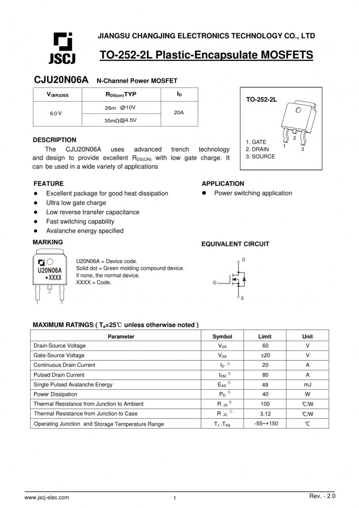 CJU20N06A datasheet page 1