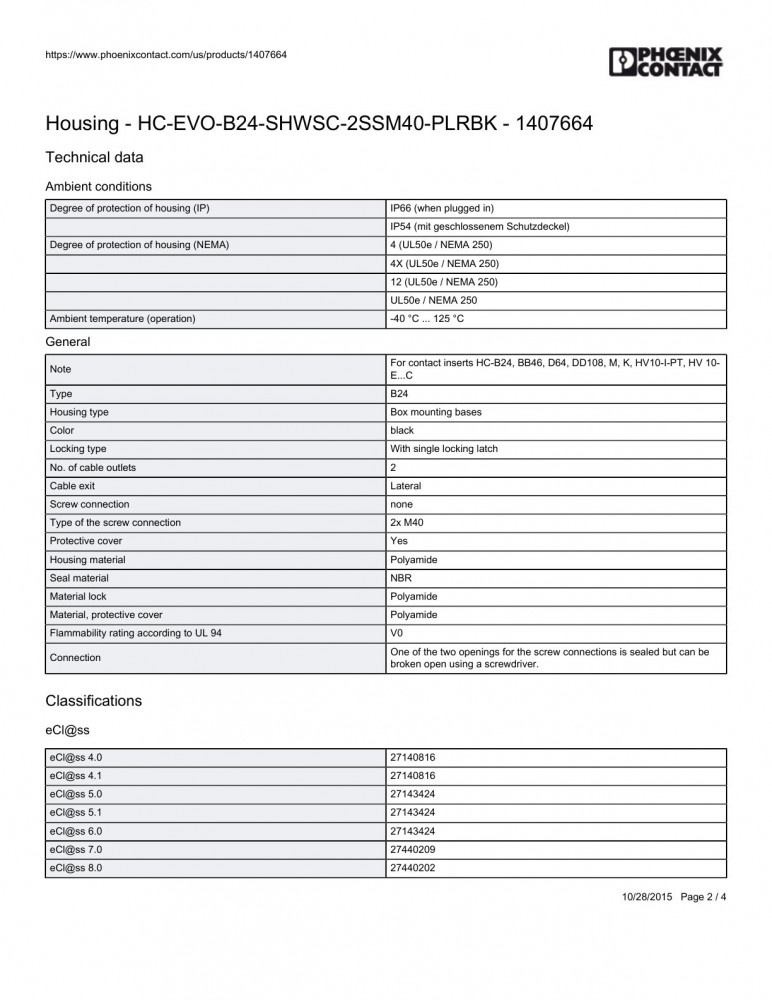 Phoenix Contact 1407664 product documentation page 2