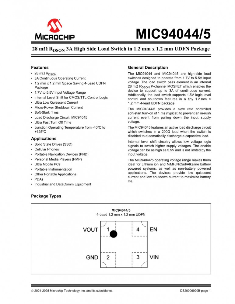 MIC94045 technical document page 1