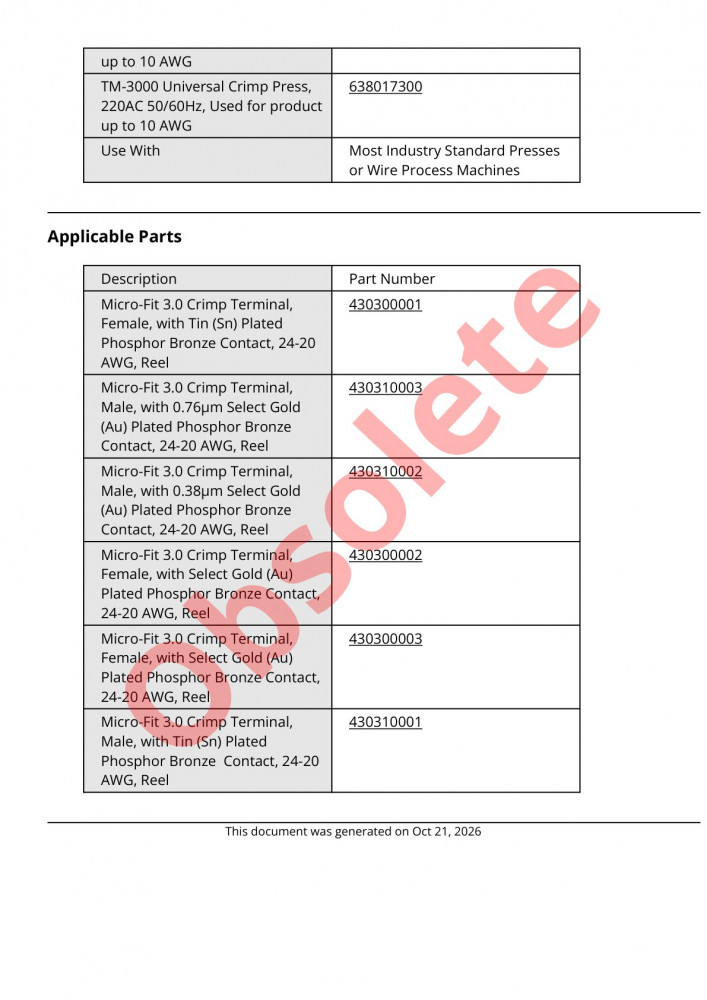 Molex 638208100 tooling document, page 3