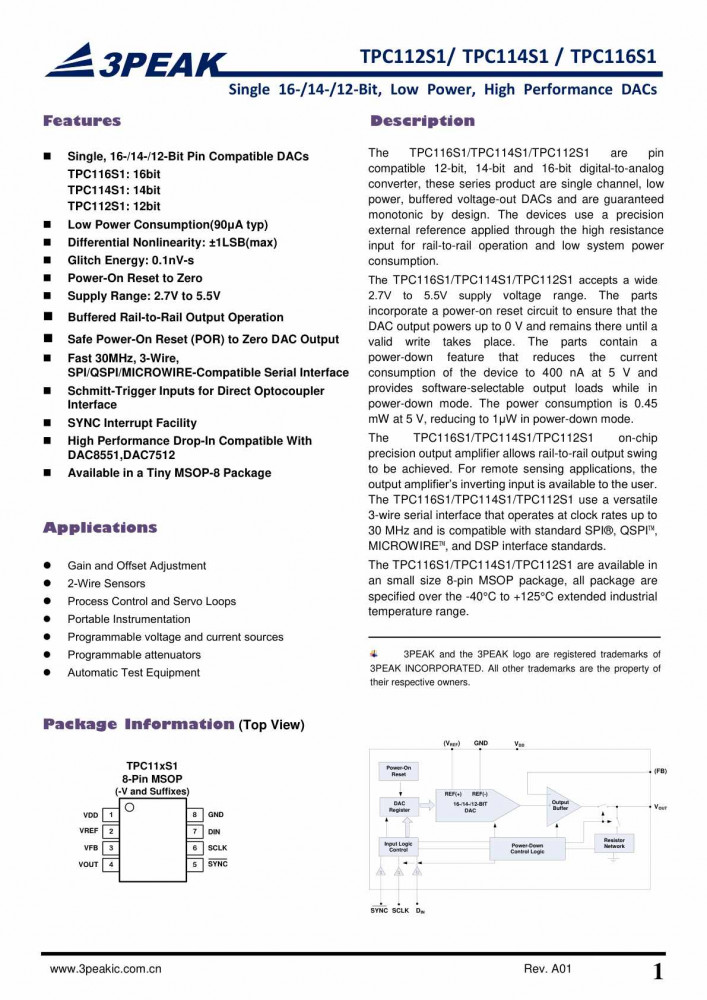 TPC116S1-VR datasheet page 1