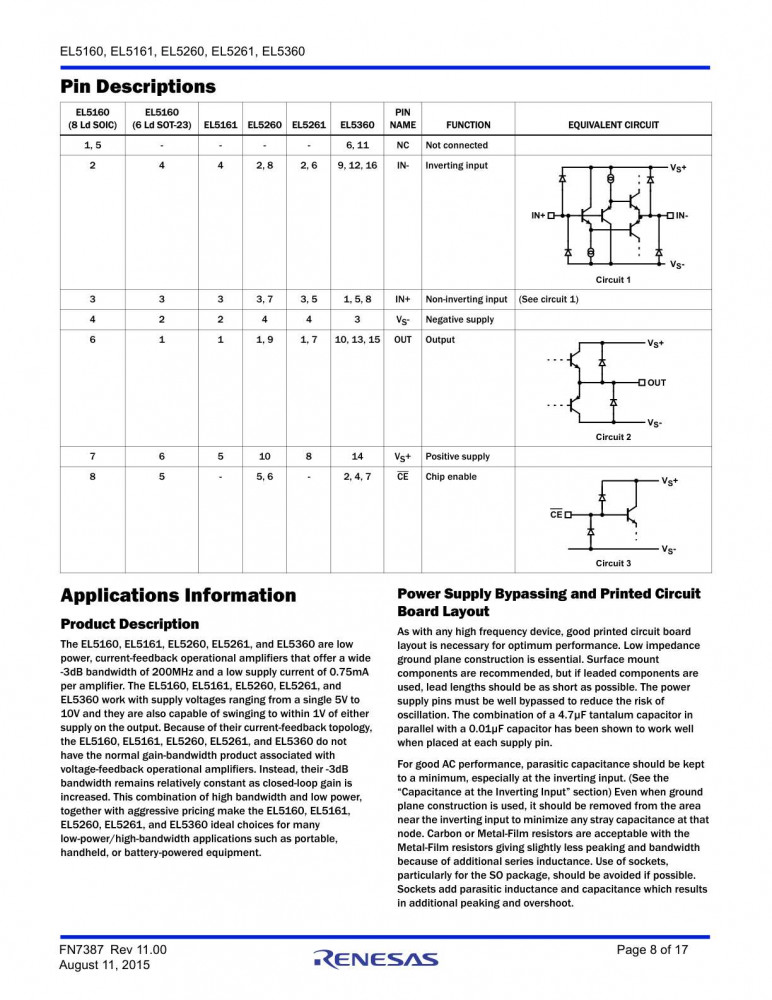 EL5161 datasheet page 8
