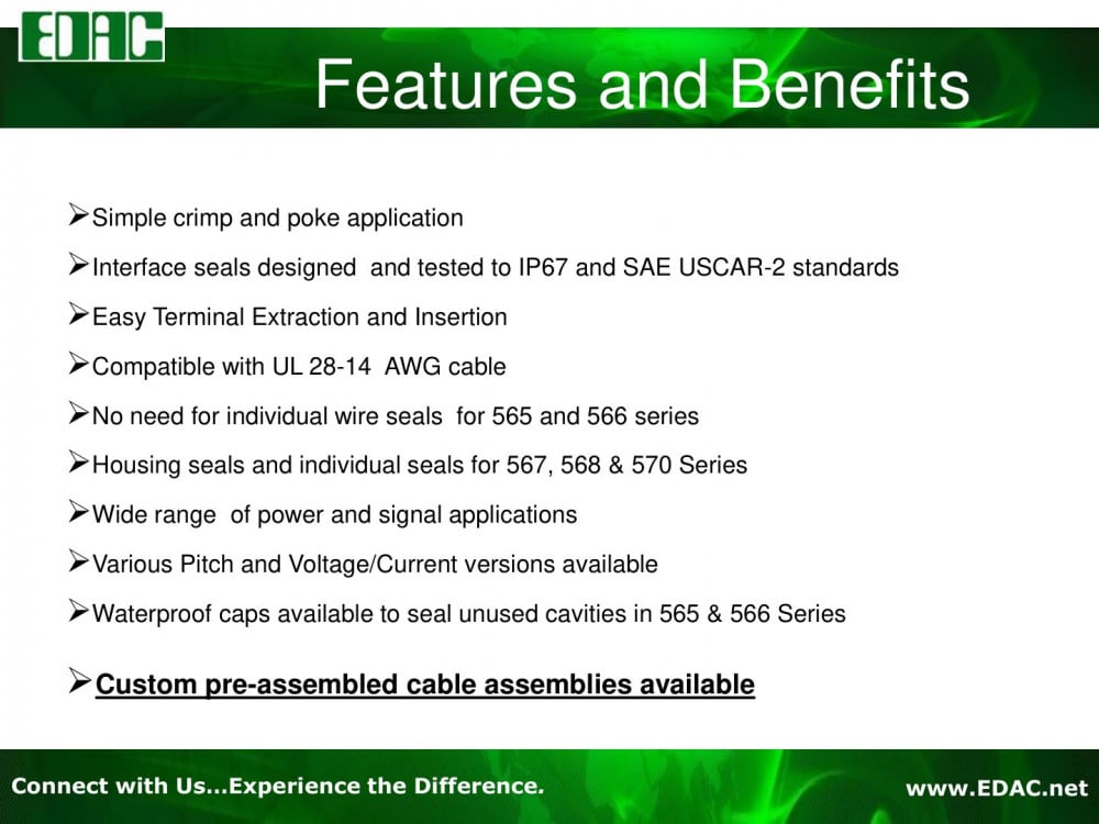 EDAC waterproof connector documentation page 2