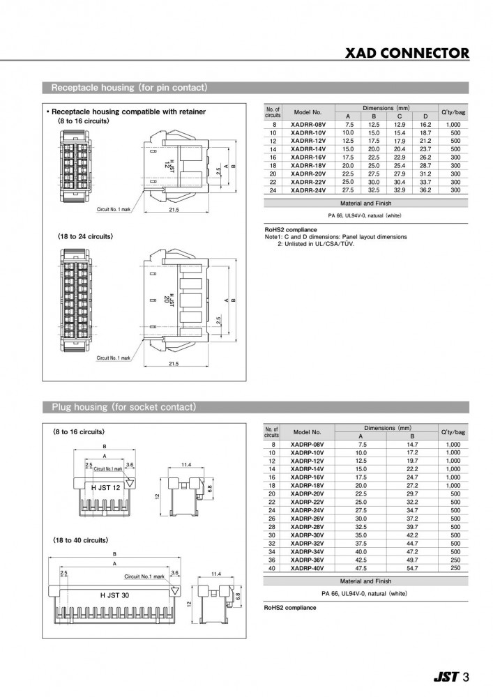 JST XAD series technical document page 3