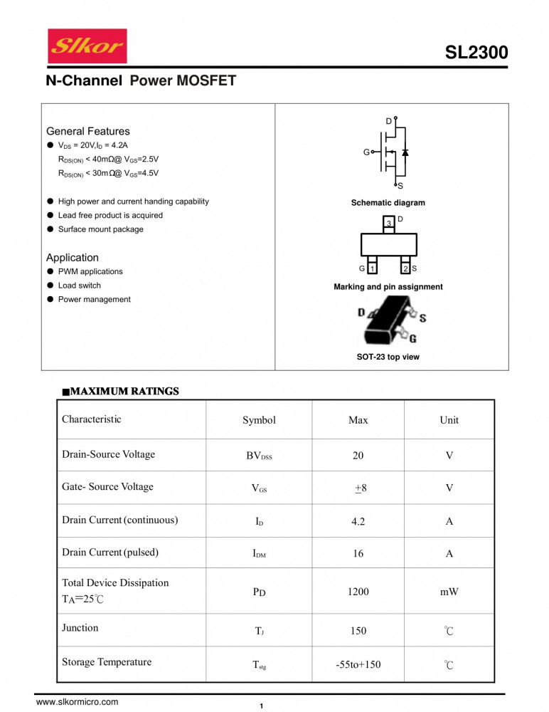 SL2300 datasheet page 1