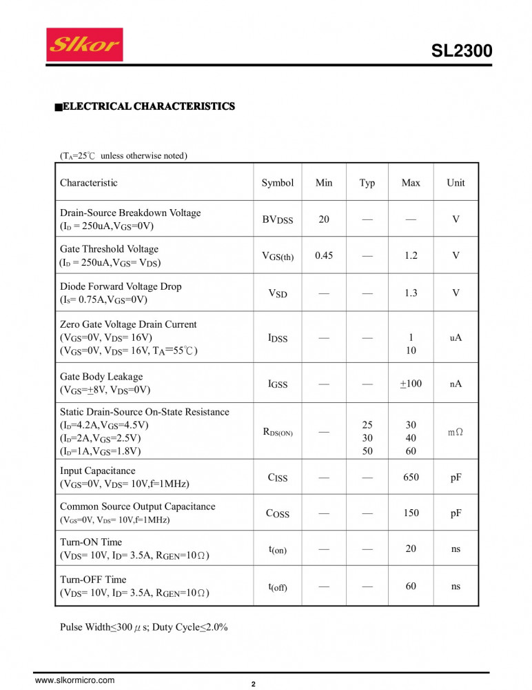 SL2300 datasheet page 2