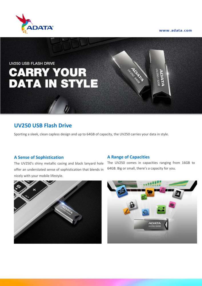ADATA UV250 product document, page 1