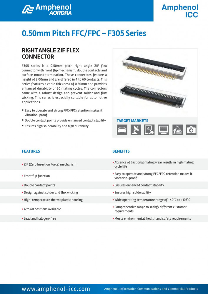 Amphenol F305 series technical document page 1