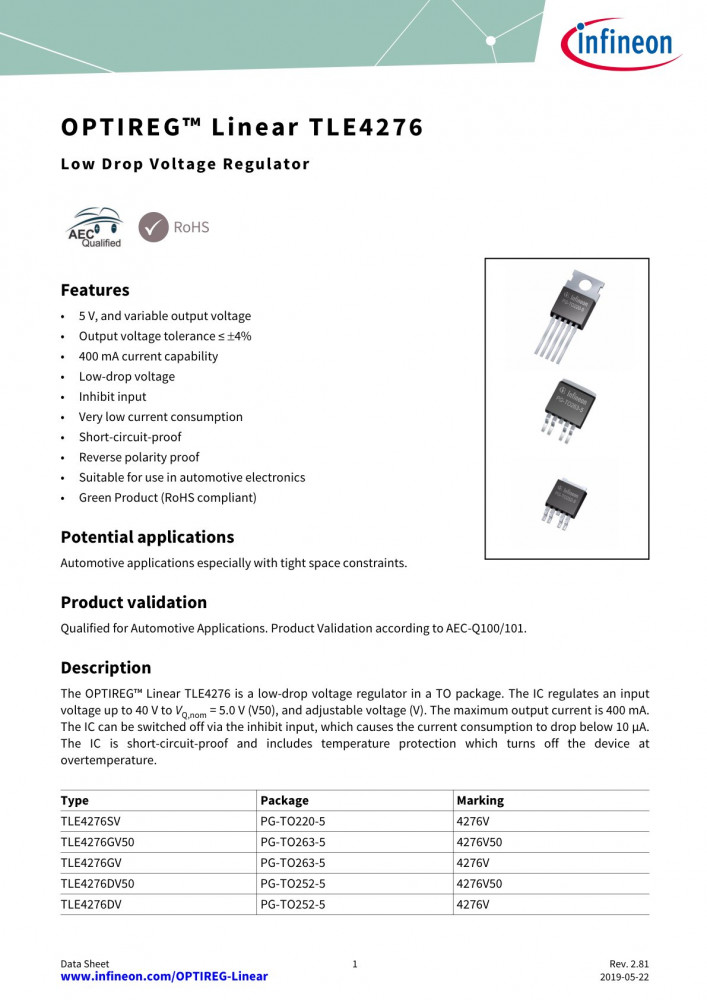 TLE4276 technical document page 1