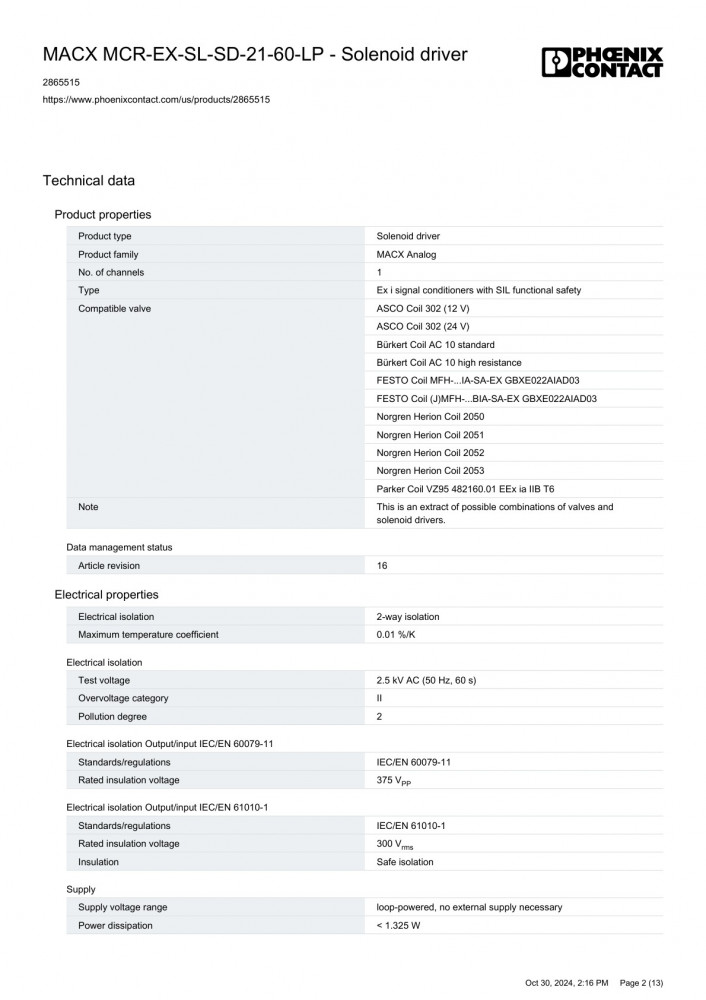 Phoenix Contact 2865515 technical document page 2