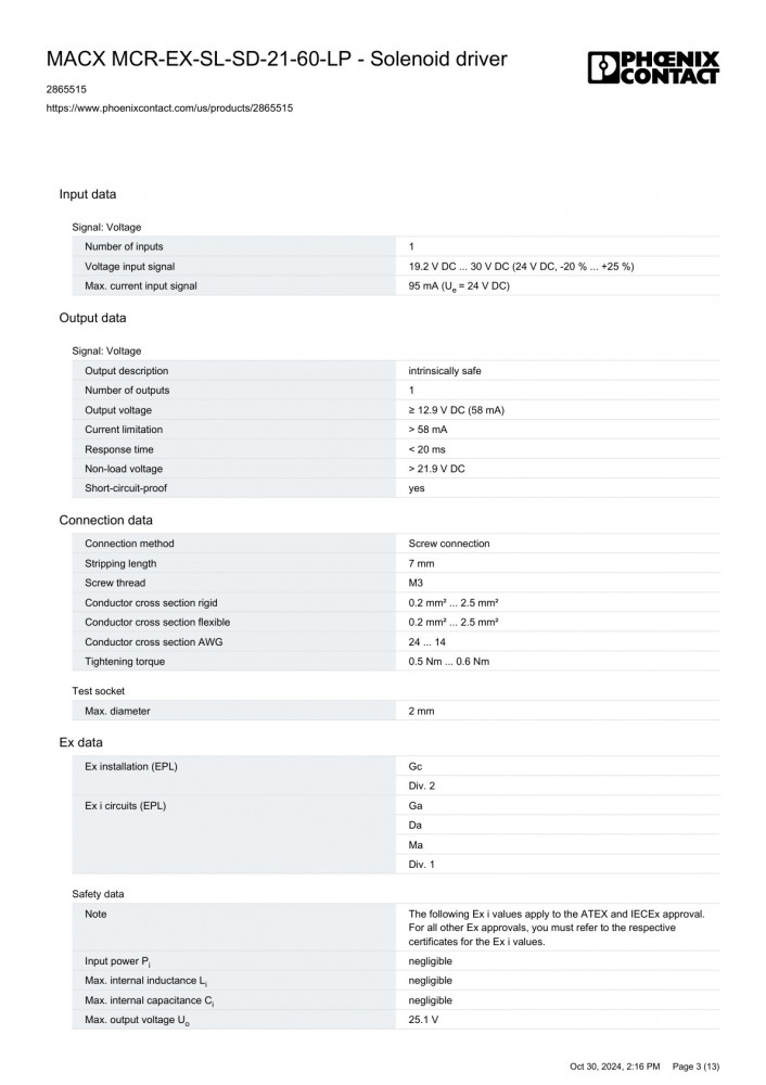 Phoenix Contact 2865515 technical document page 3