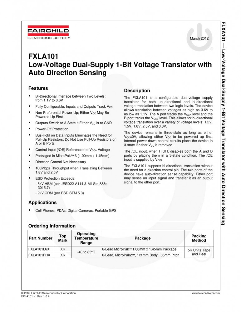 FXLA101 datasheet page 2