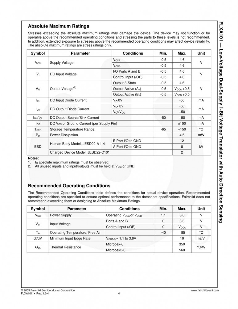 FXLA101 datasheet page 5