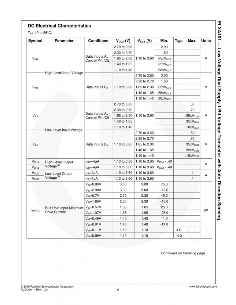 FXLA101 datasheet page 7