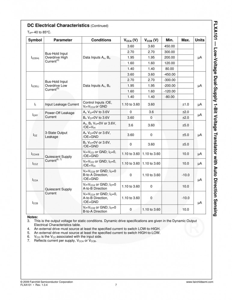 FXLA101 datasheet page 8