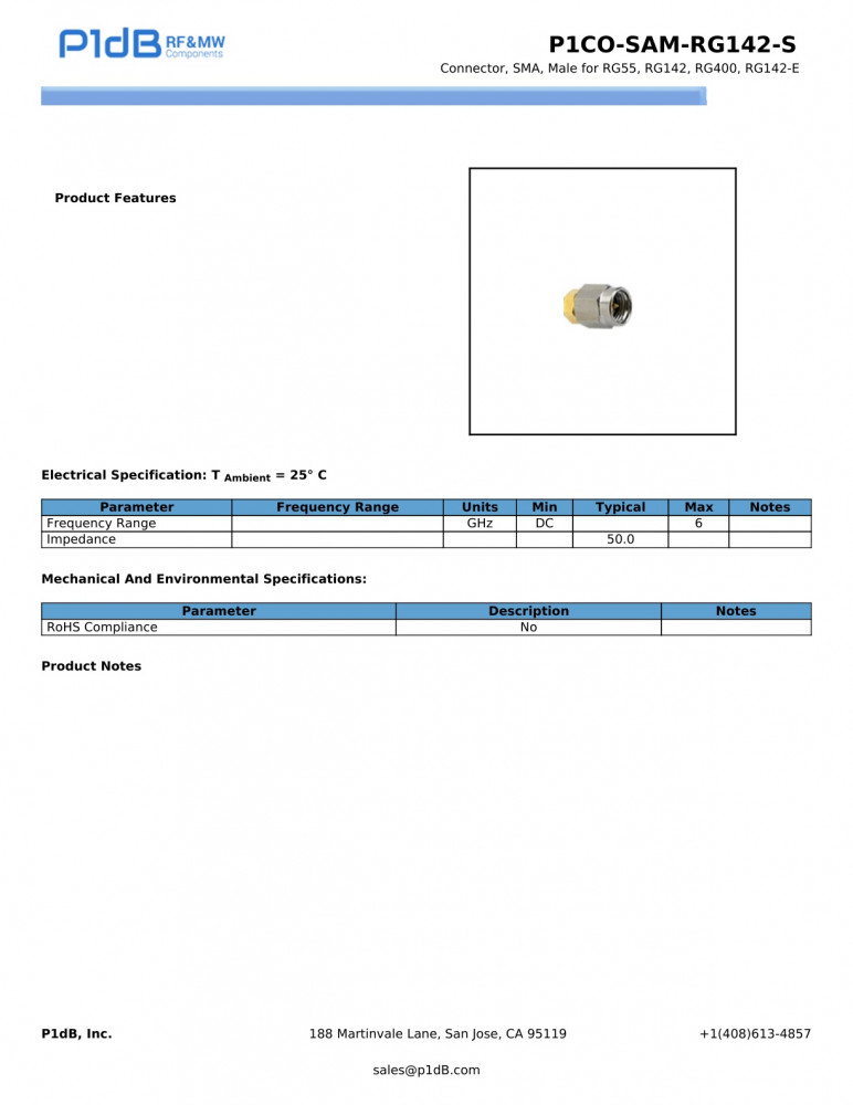 P1CO-SAM-RG142-S product document image