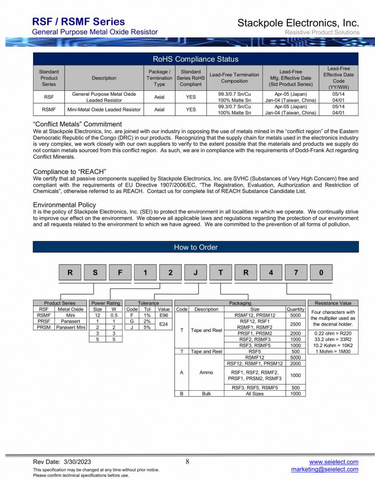 RSF series datasheet page 8