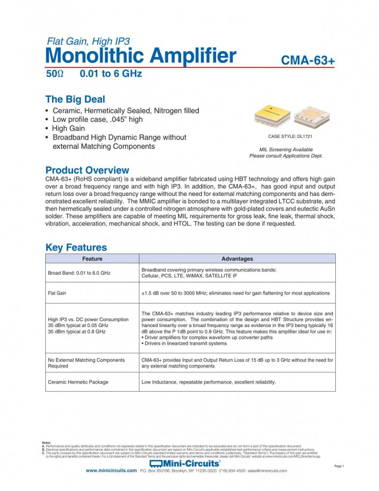 CMA-63+ datasheet page 1