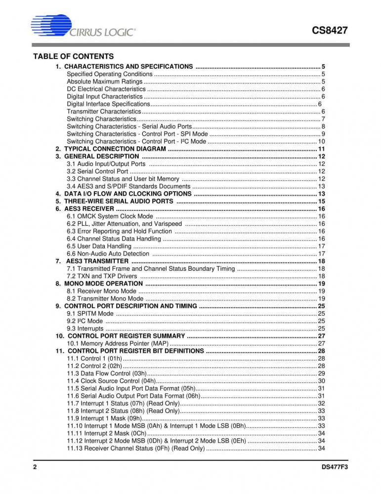 CS8427 datasheet page 2