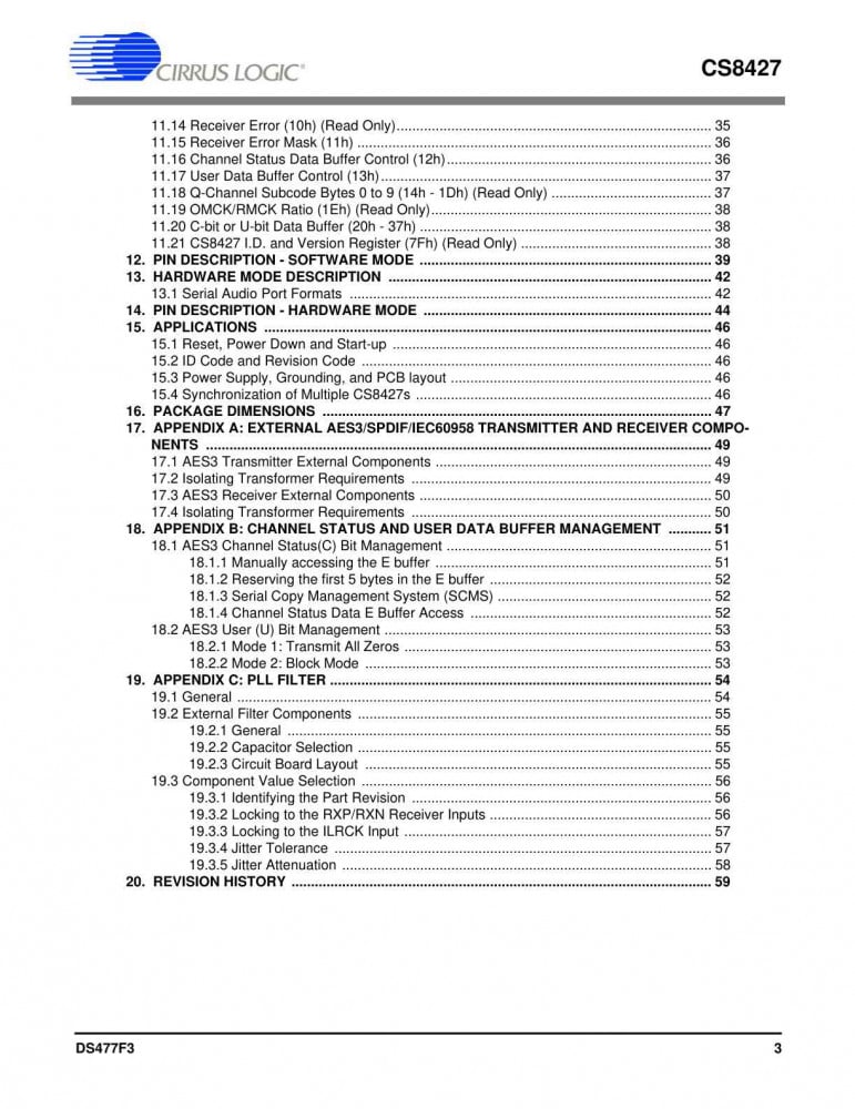 CS8427 datasheet page 3