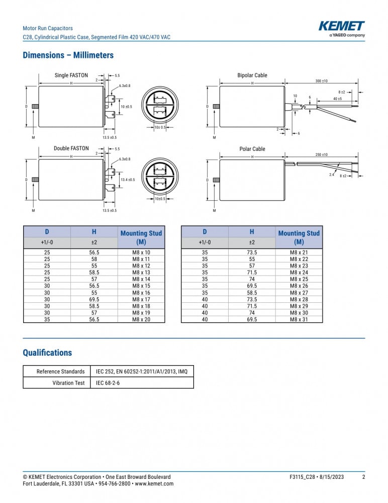 KEMET C28 datasheet page 2