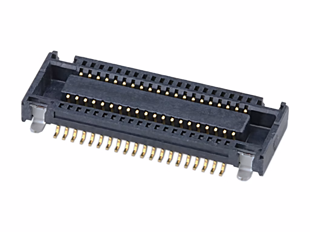 0.50mm Pitch SlimStack Receptacle, Surface Mount, Dual Row, Vertical, 2.00mm Stacking Height, with Solder Tabs, 70 Circuits