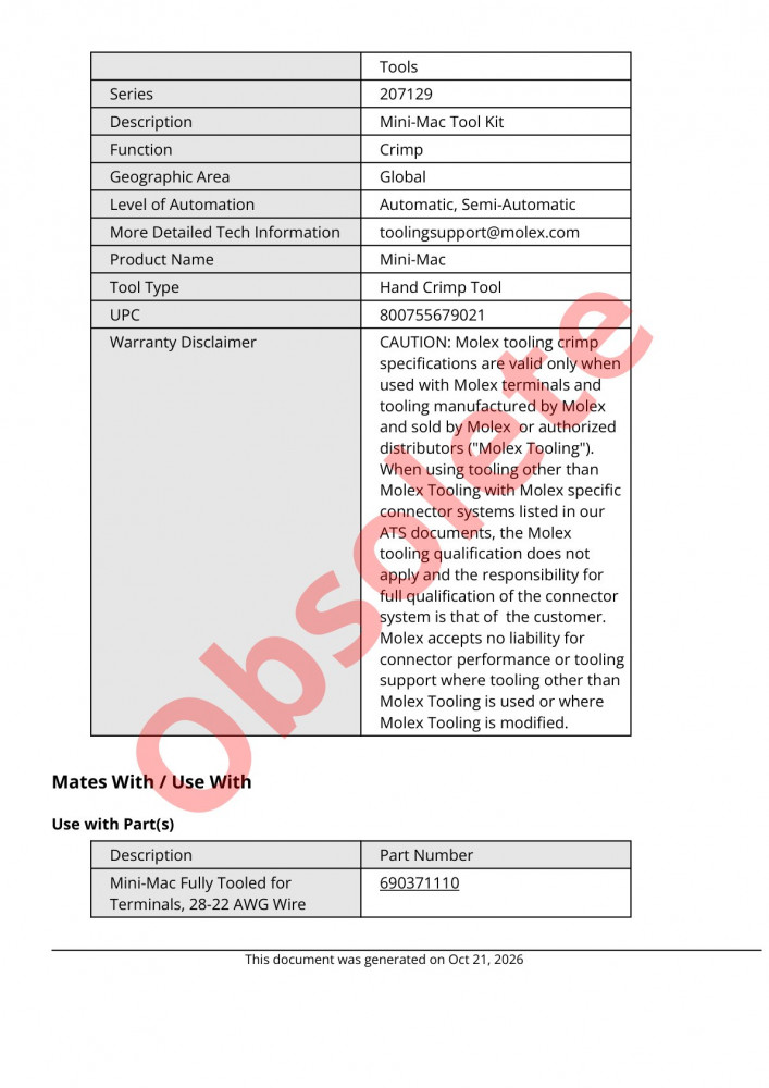 Technical document image 2 for MOLEX 690372110