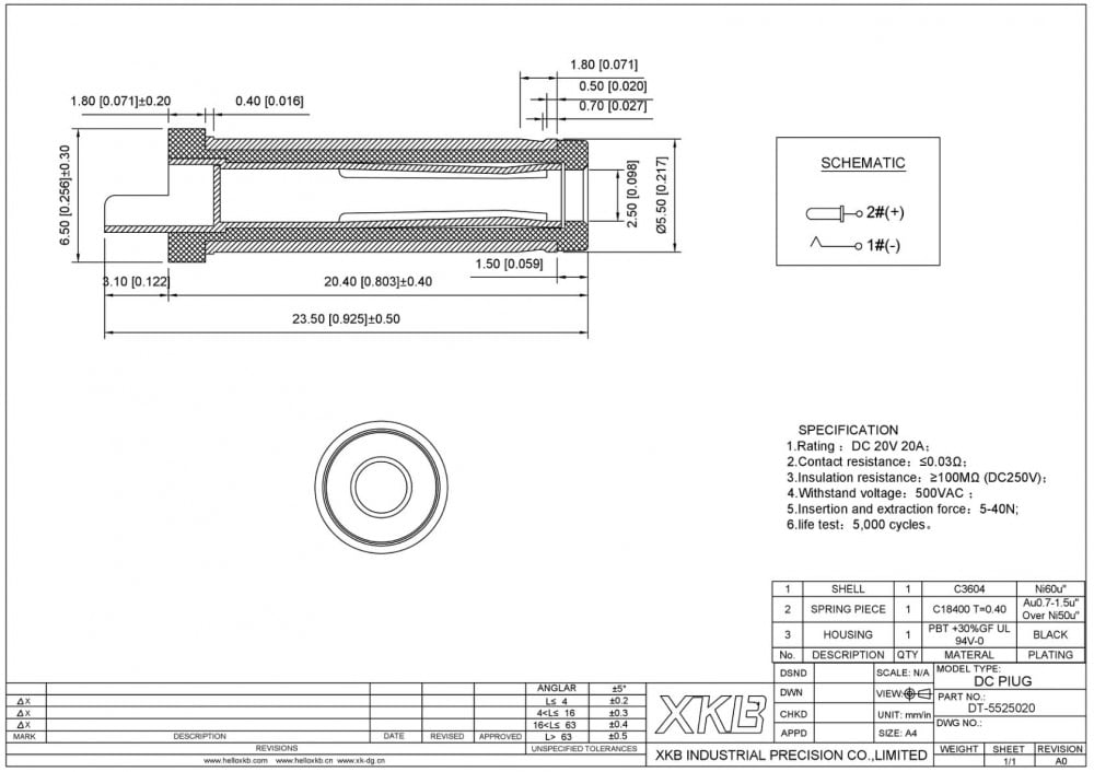 DT-5525020 technical drawing page 1