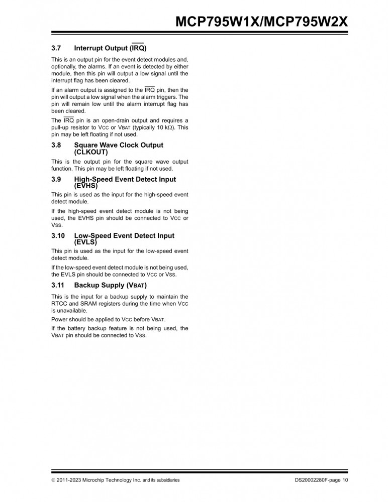 MCP795W12 datasheet page 10