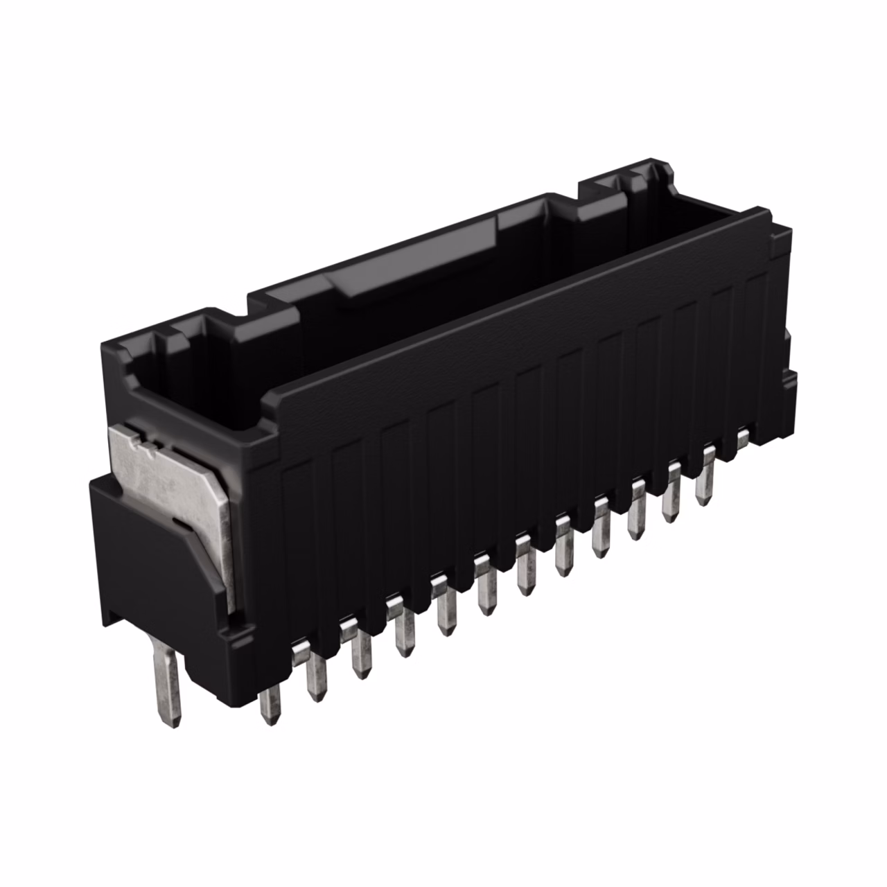 Micro-One Wire-to-Board Header, Vertical, 2.00mm Pitch, Single Row, Glow-Wire Capable, Through Hole, 4 Circuits, Tin-Bismuth Plating, Black, with Potting Capability