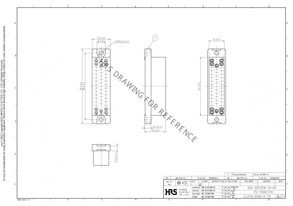 HRS PC-1645(10) technical drawing preview