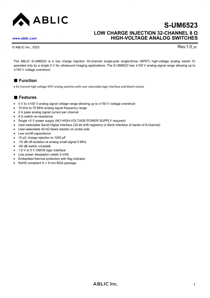 S-UM6523 datasheet page 1