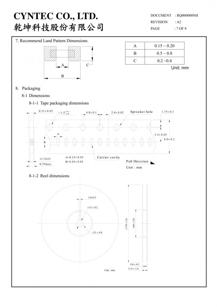 PFR02S specification page 7