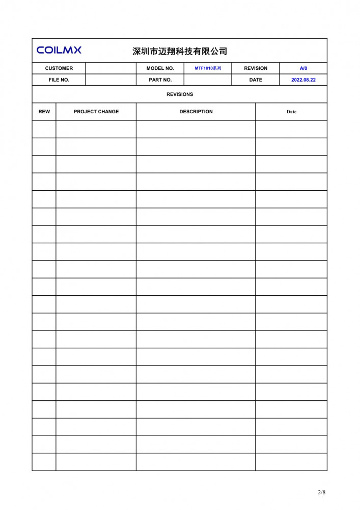 MTF1810-2R2M technical document page 2