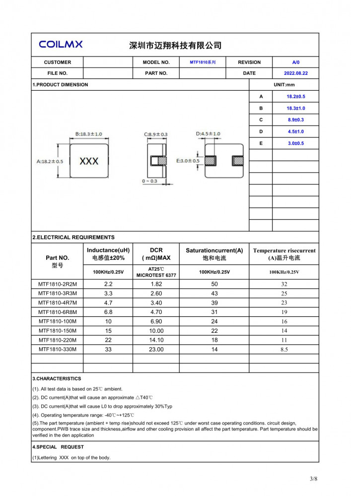 MTF1810-2R2M technical document page 3