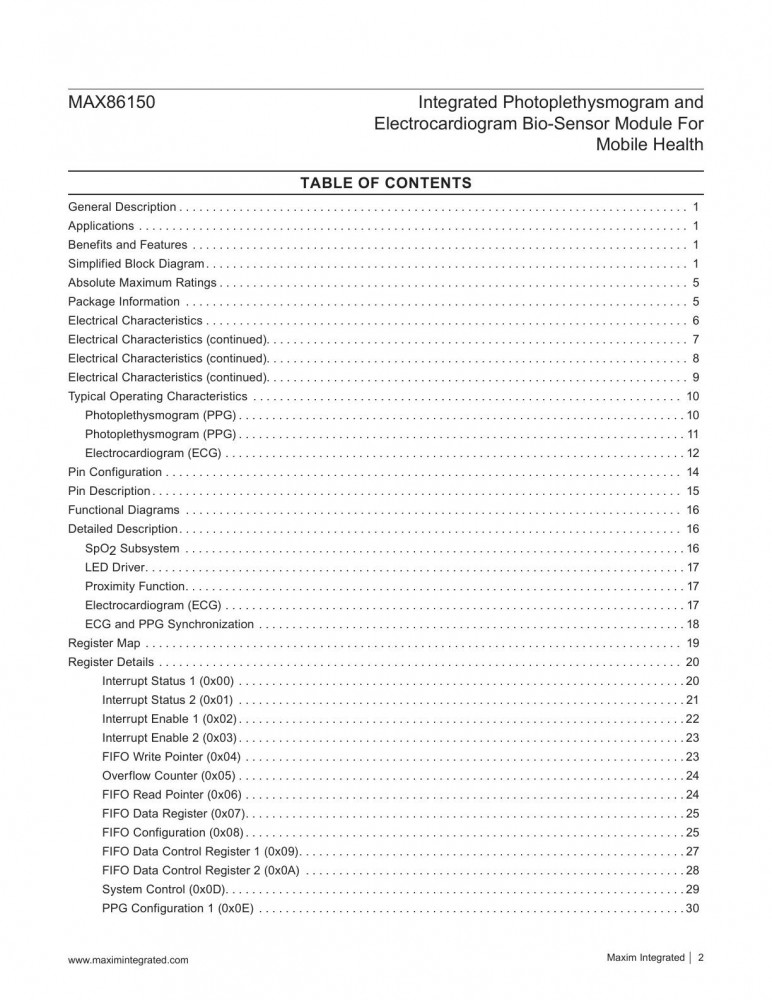 MAX86150 datasheet preview, page 2