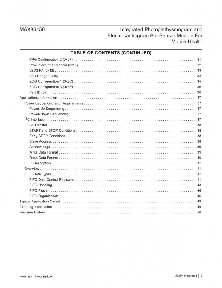 MAX86150 datasheet preview, page 3