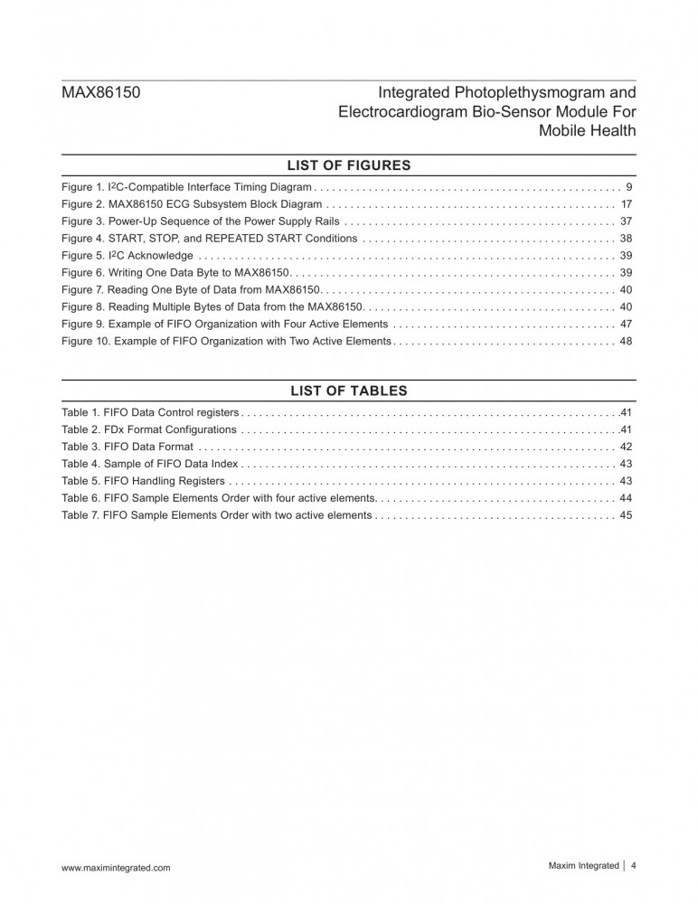 MAX86150 datasheet preview, page 4