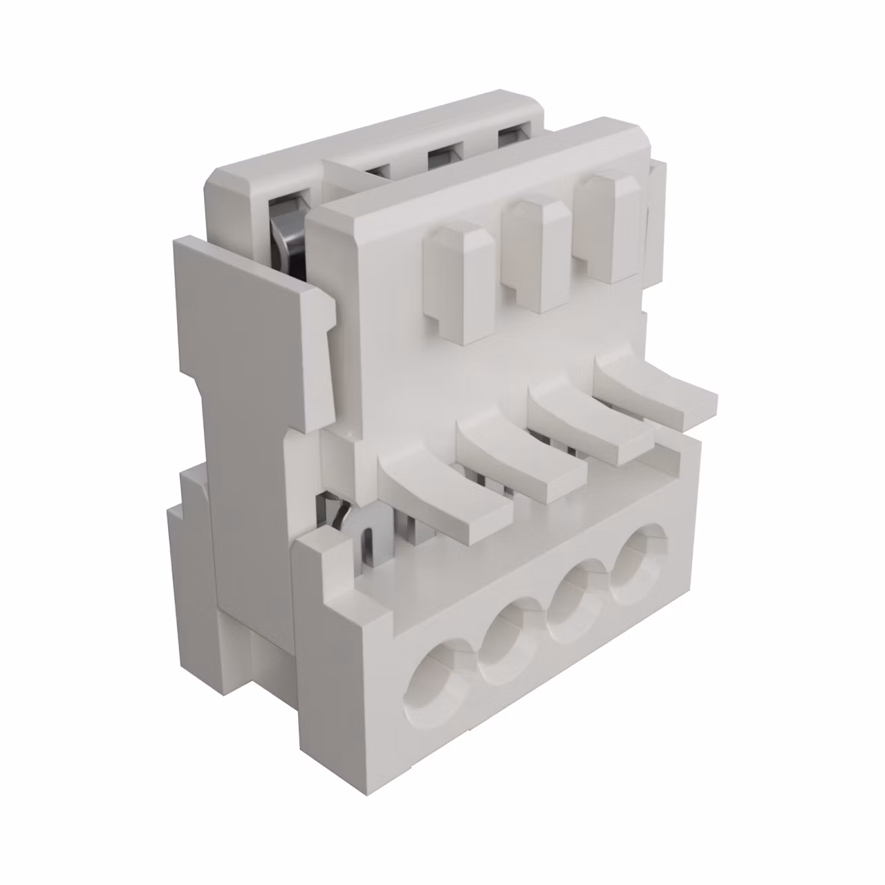 Appli-Mate RAST 2.5 IDT Housing, 2.50mm Pitch, with Side Latches, Female, 4 Circuits, Position Keys A & E Removed, Polarizing Rib Between 1/2, Black Color Stripe for sale