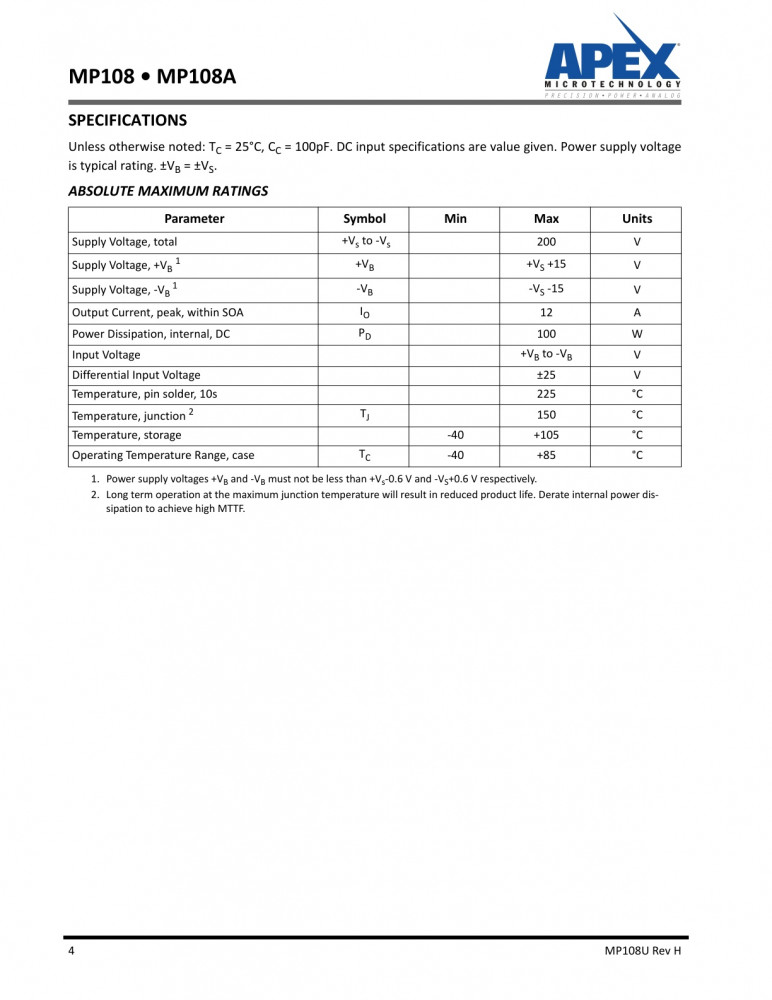MP108FDA datasheet page 4